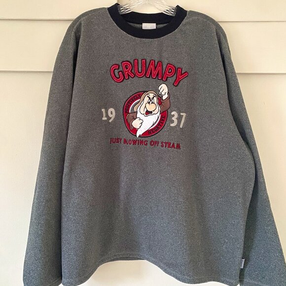 Disney | Sweaters | Vintage 9s Disney Grumpy Fleece Sweatshirt L Gray ...